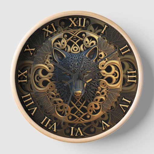 Wilderness Wall Art Howling Wolf With 3D Face Deco Clock | Zazzle
