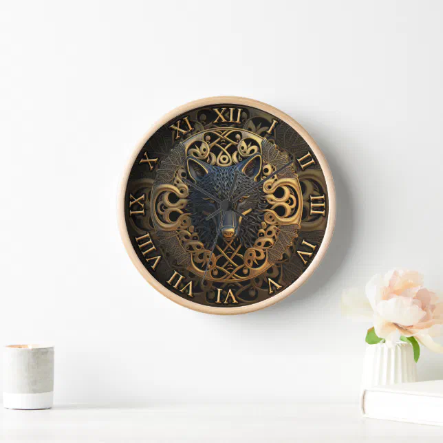 Wilderness Wall Art Howling Wolf With 3D Face Deco Clock | Zazzle