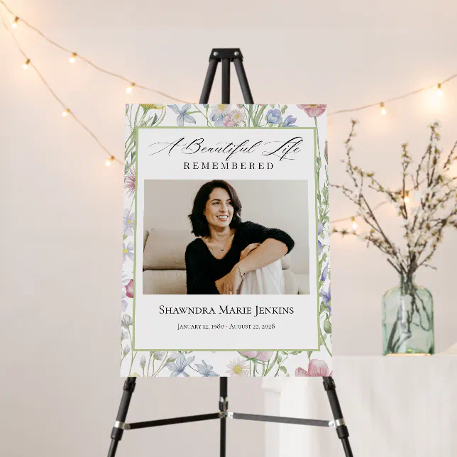 Wildflower A Beautiful Life Remembered Funeral Foam Board | Zazzle