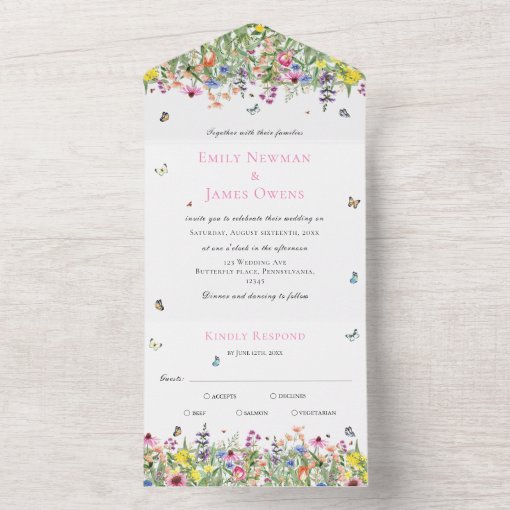 Wildflower All in One Wedding Invite | Zazzle