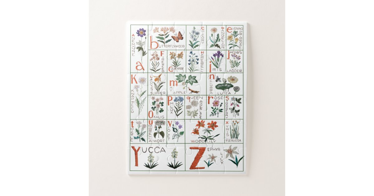 Wildflower Alphabet Puzzle | Nature Alphabet | Zazzle