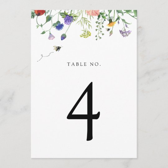 Wildflower and Bees Table Number | Zazzle.com