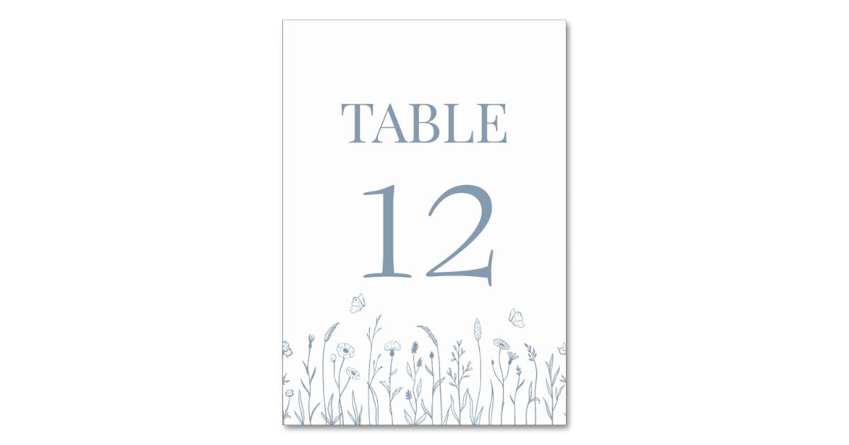 Wildflower and Butterflies Table Number Card | Zazzle