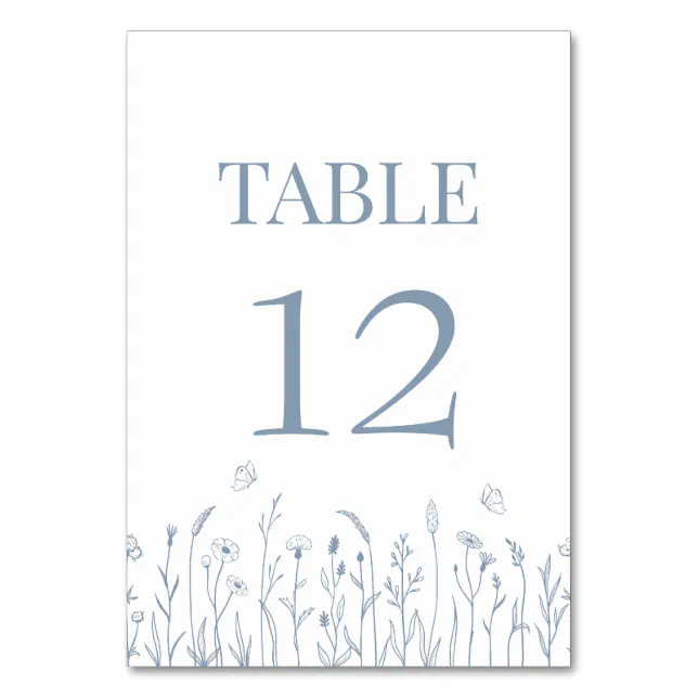Wildflower and Butterflies Table Number Card | Zazzle