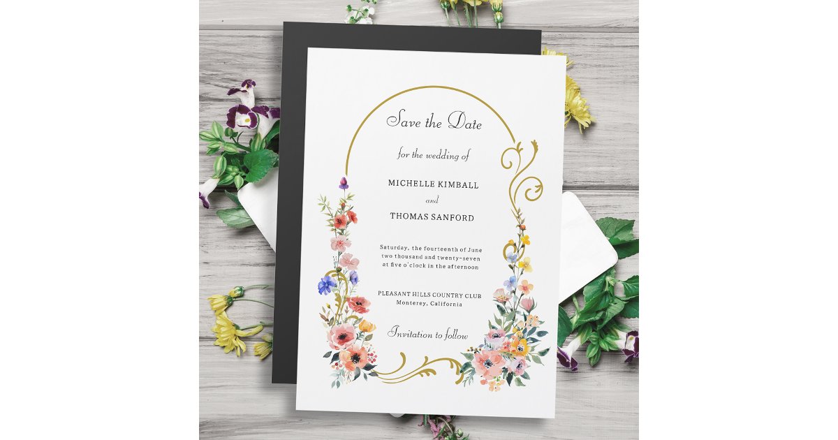 Wildflower Arch Wedding Save the Date Magnetic Invitation | Zazzle