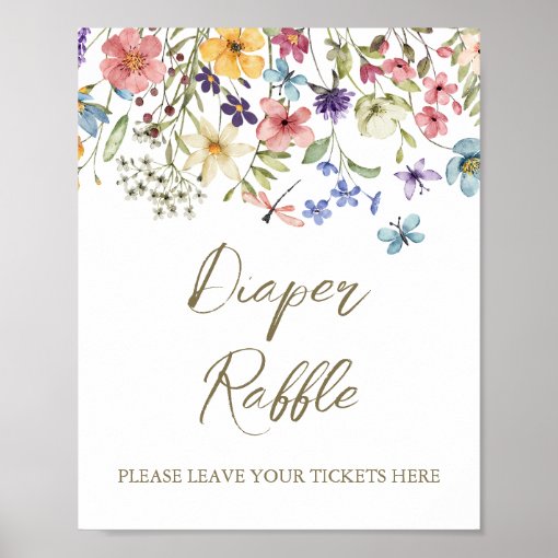 Wildflower Baby In Bloom Baby Shower Diaper Raffle Poster | Zazzle