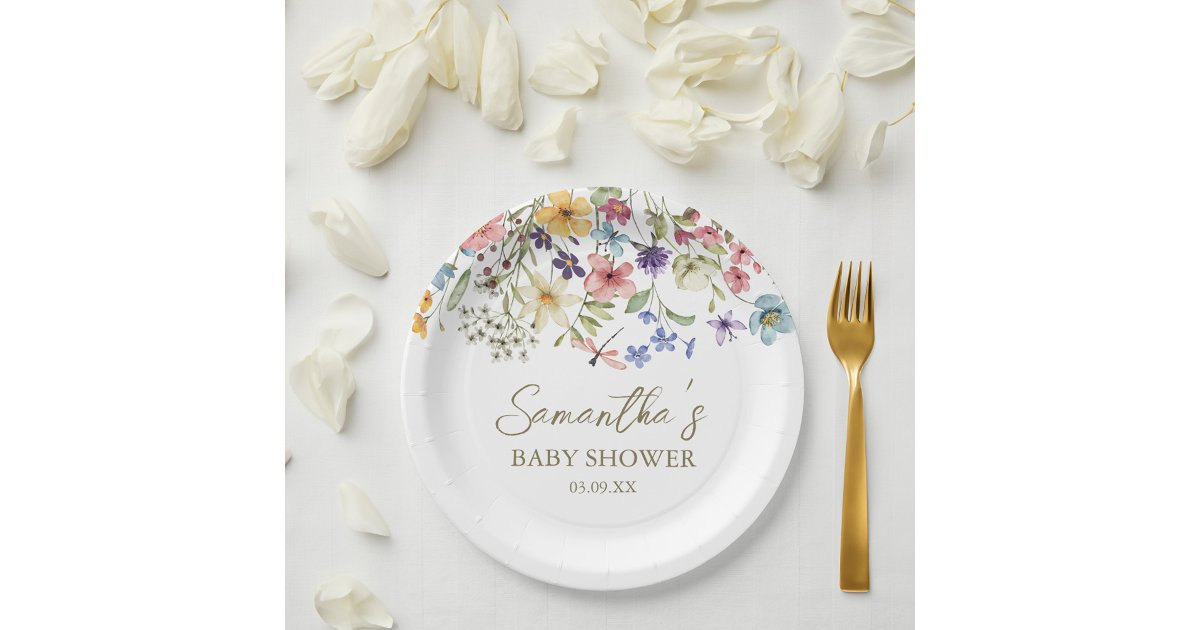 Wildflower Baby In Bloom Baby Shower Paper Plates | Zazzle