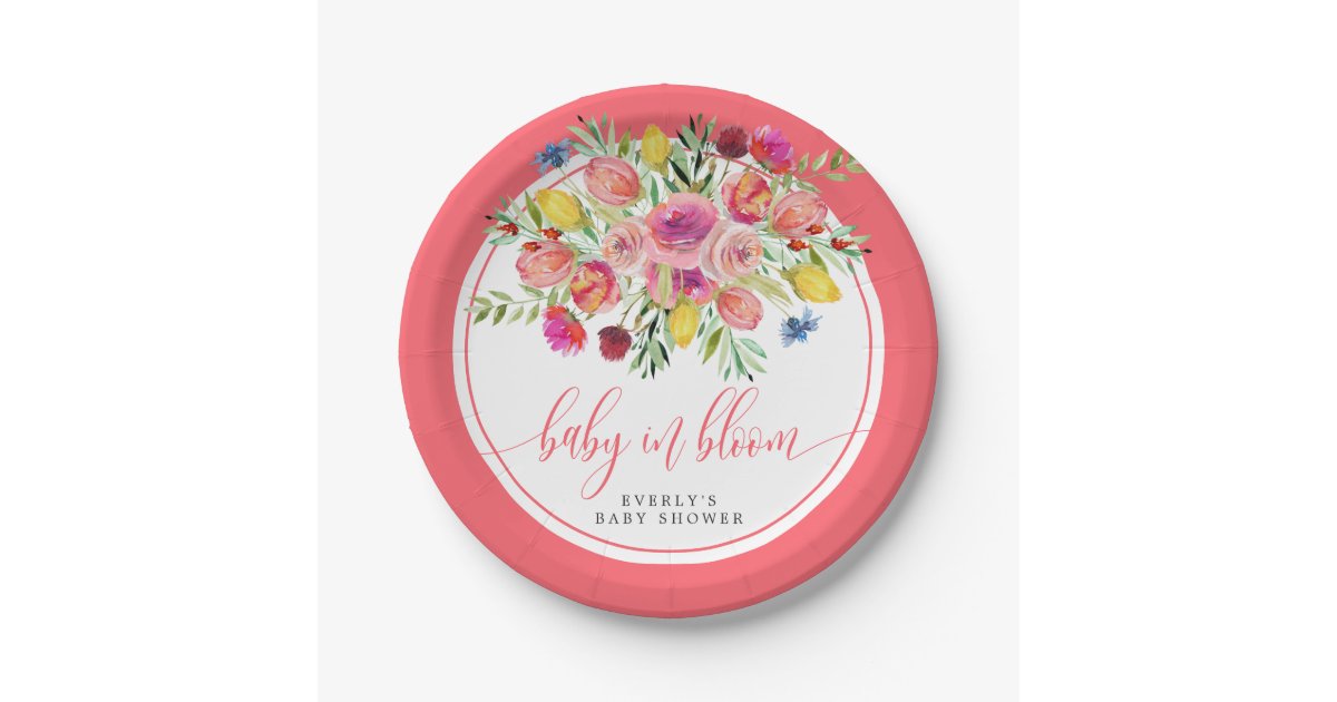 Wildflower Baby In Bloom Floral Baby Shower Paper Plates | Zazzle