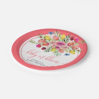 Wildflower Baby In Bloom Floral Baby Shower Paper Plates | Zazzle