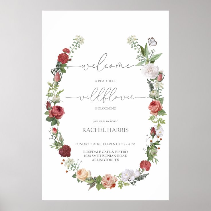 Wildflower Baby in Bloom Welcome Sign Poster | Zazzle