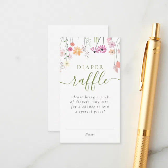 Wildflower Baby Shower Diaper Raffle Ticket Enclosure Card | Zazzle
