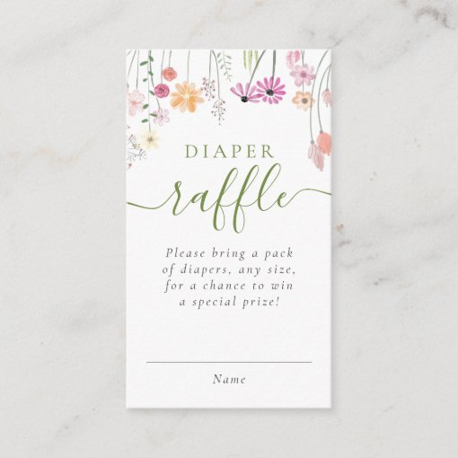 Wildflower Baby Shower Diaper Raffle Ticket Enclosure Card | Zazzle