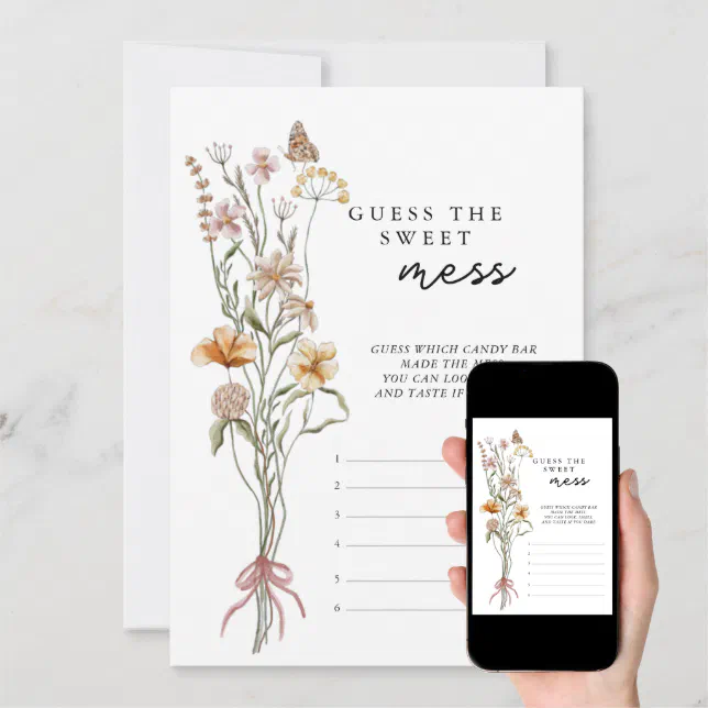 Wildflower Baby Shower Game Guess The Mess Card | Zazzle