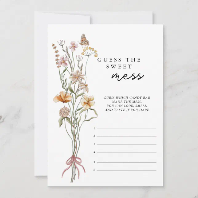 Wildflower Baby Shower Game Guess The Mess Card | Zazzle