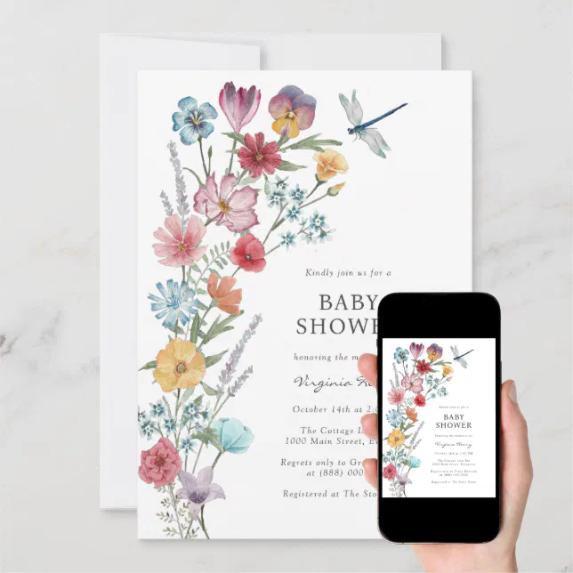 Wildflower Baby Shower Invitation | Zazzle