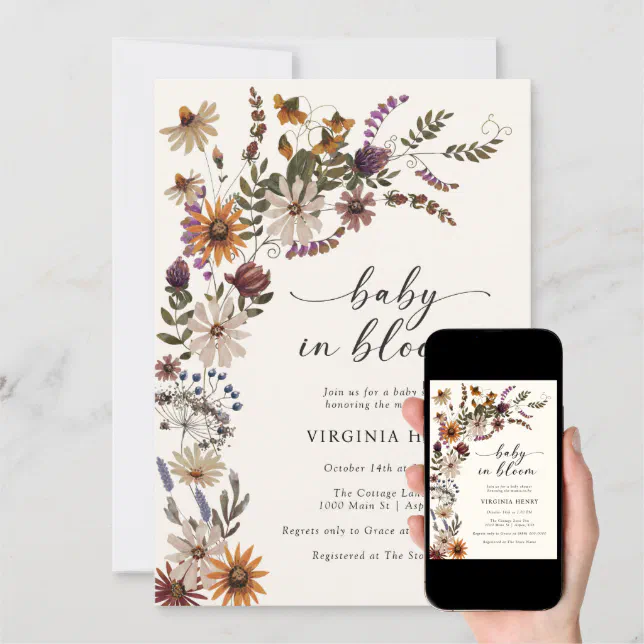 Wildflower Baby Shower Invitation | Zazzle