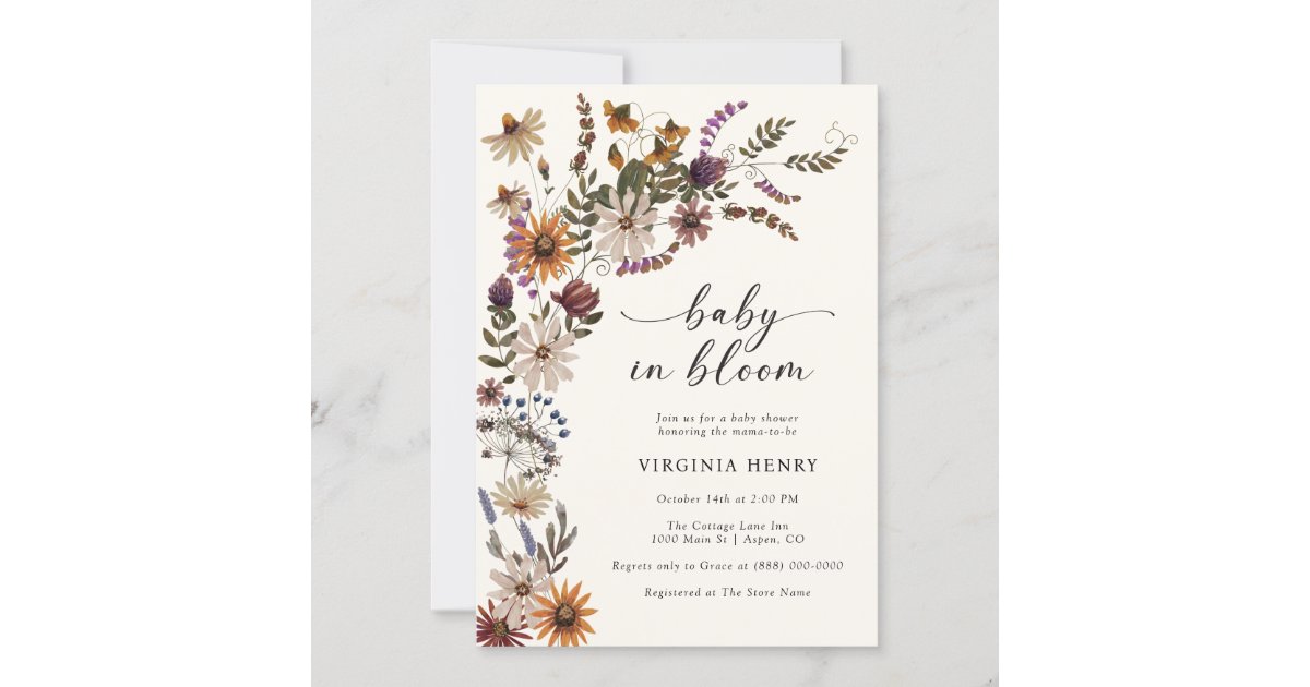 Wildflower Baby Shower Invitation | Zazzle