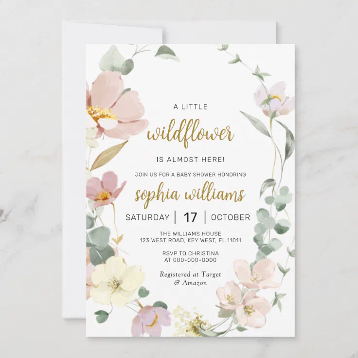 Wildflower Baby Shower Invitation | Zazzle
