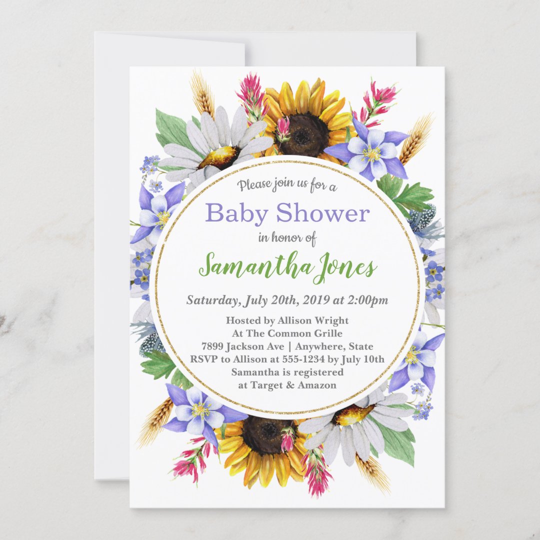 Wildflower Baby Shower Invitation | Zazzle