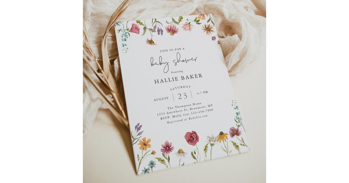 Wildflower Baby Shower Invitation | Zazzle