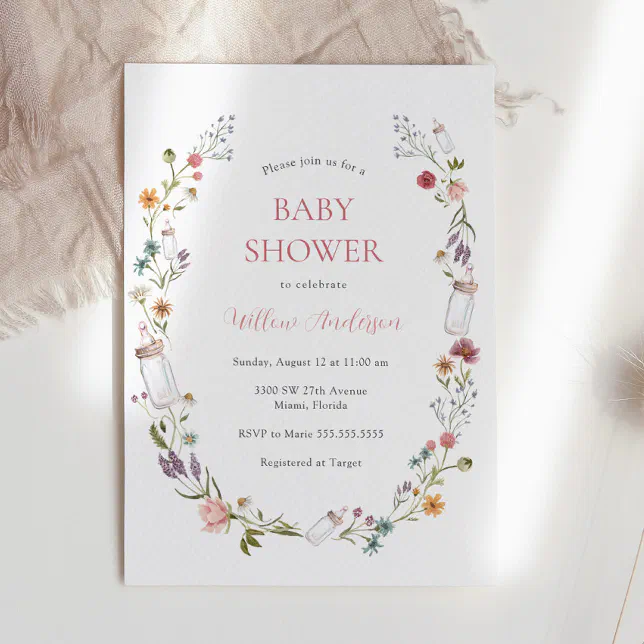 Wildflower Baby Shower Invitation | Zazzle