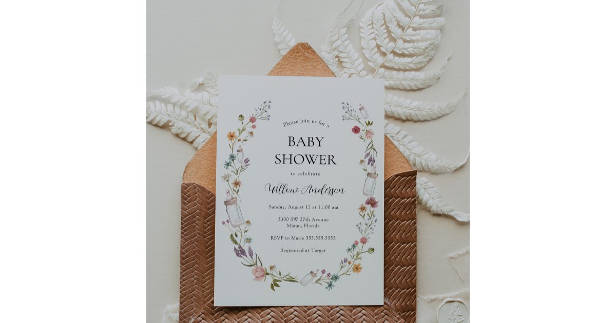 Wildflower Baby Shower Invitation | Zazzle