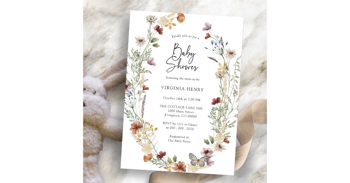 Wildflower Baby Shower Invitation | Zazzle