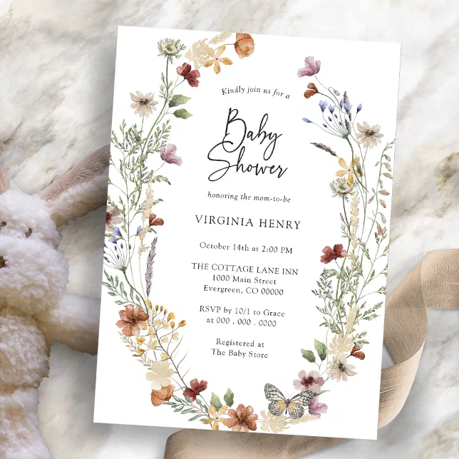 Wildflower Baby Shower Invitation | Zazzle