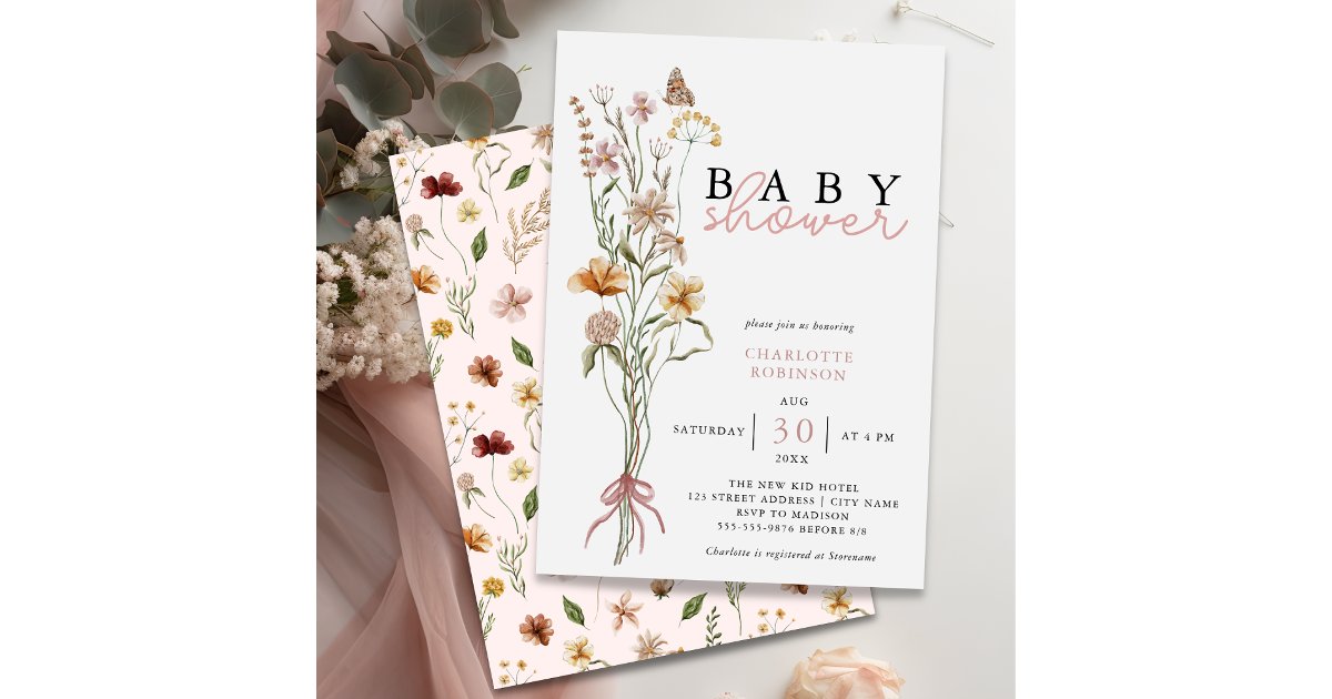 Wildflower Baby Shower Invitation | Zazzle