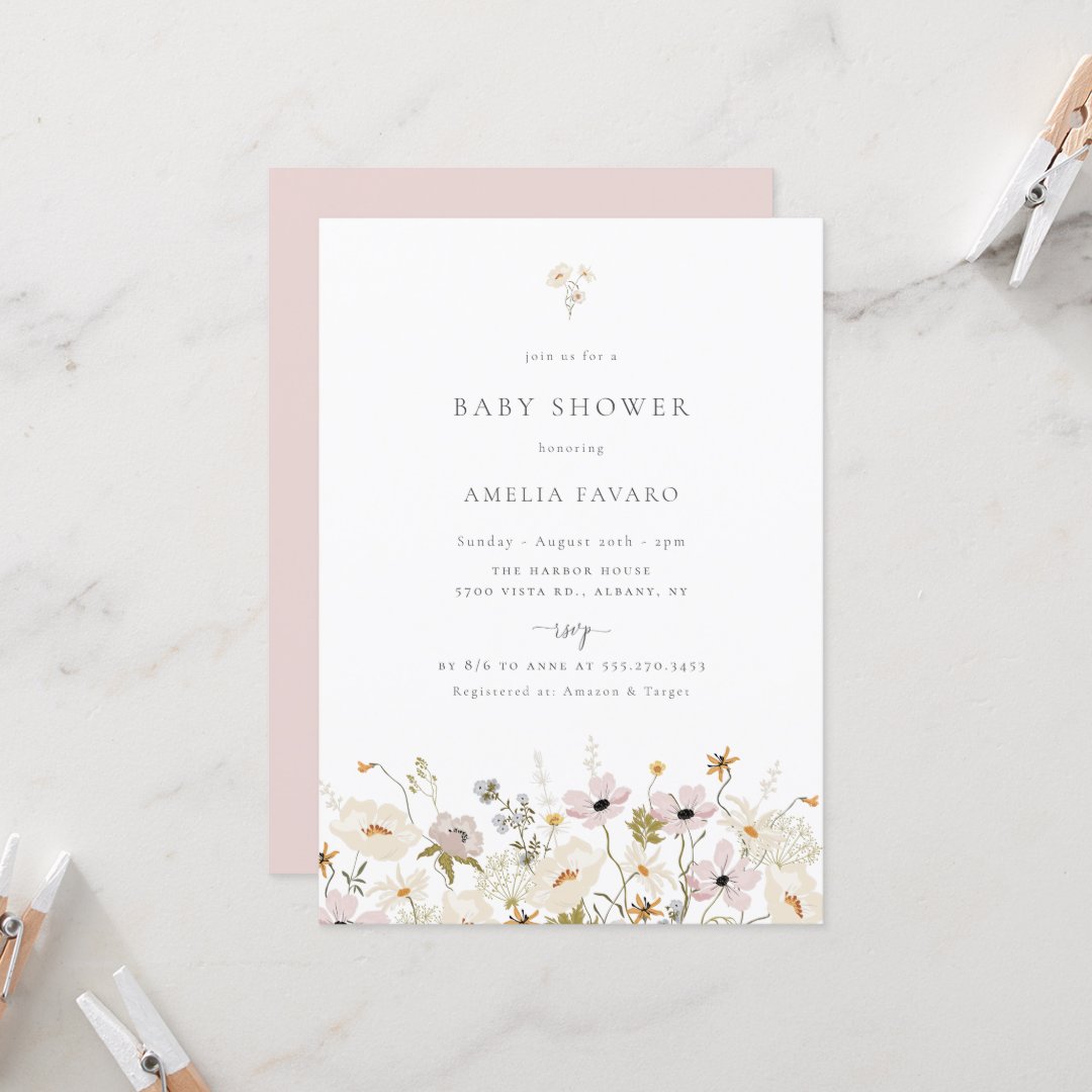 Wildflower Baby Shower Invitation | Zazzle