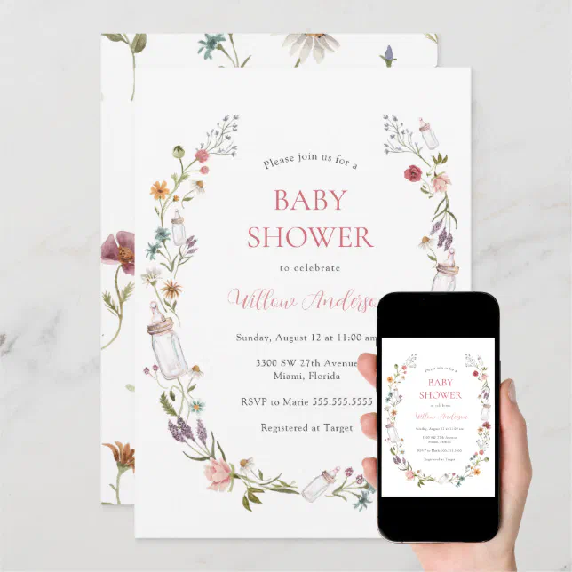 Wildflower Baby Shower Invitation | Zazzle