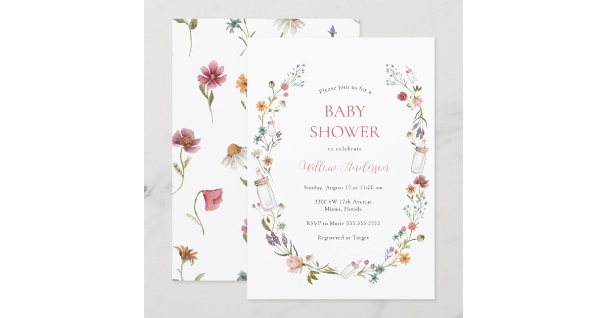 Wildflower Baby Shower Invitation | Zazzle