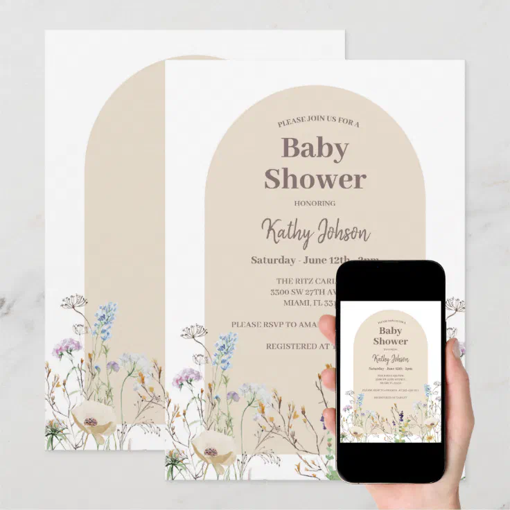Wildflower Baby Shower Invitation Girl | Zazzle