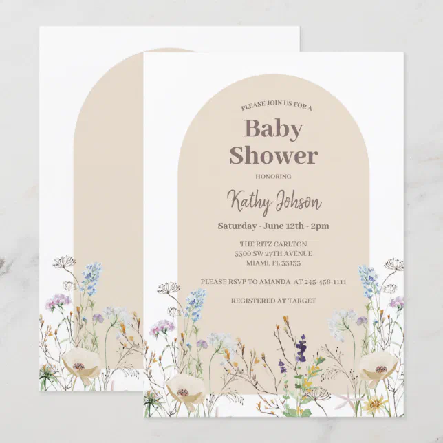 Wildflower Baby Shower Invitation Girl | Zazzle