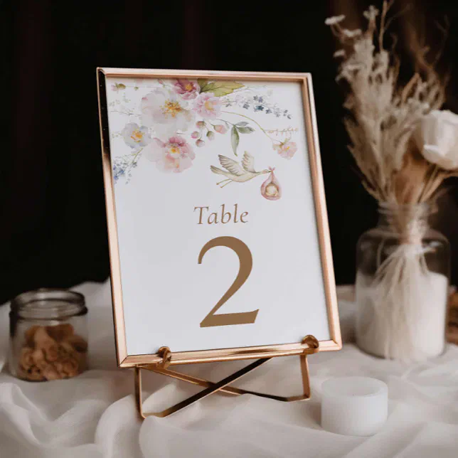 Wildflower Baby Shower Table Number Card | Zazzle