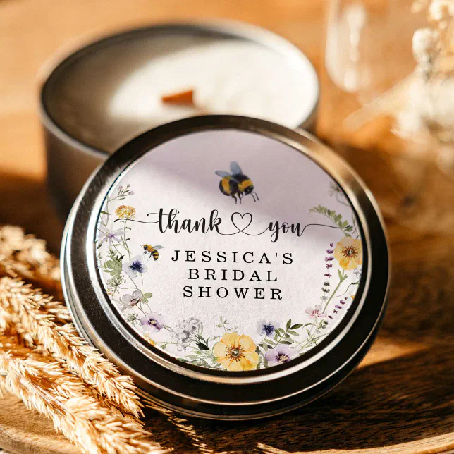 Wildflower Bee Bridal Shower Round Sticker | Zazzle