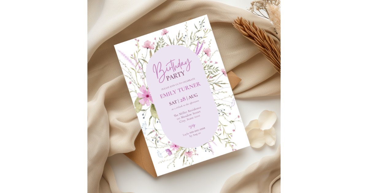 Wildflower Birthday Invitation | Zazzle