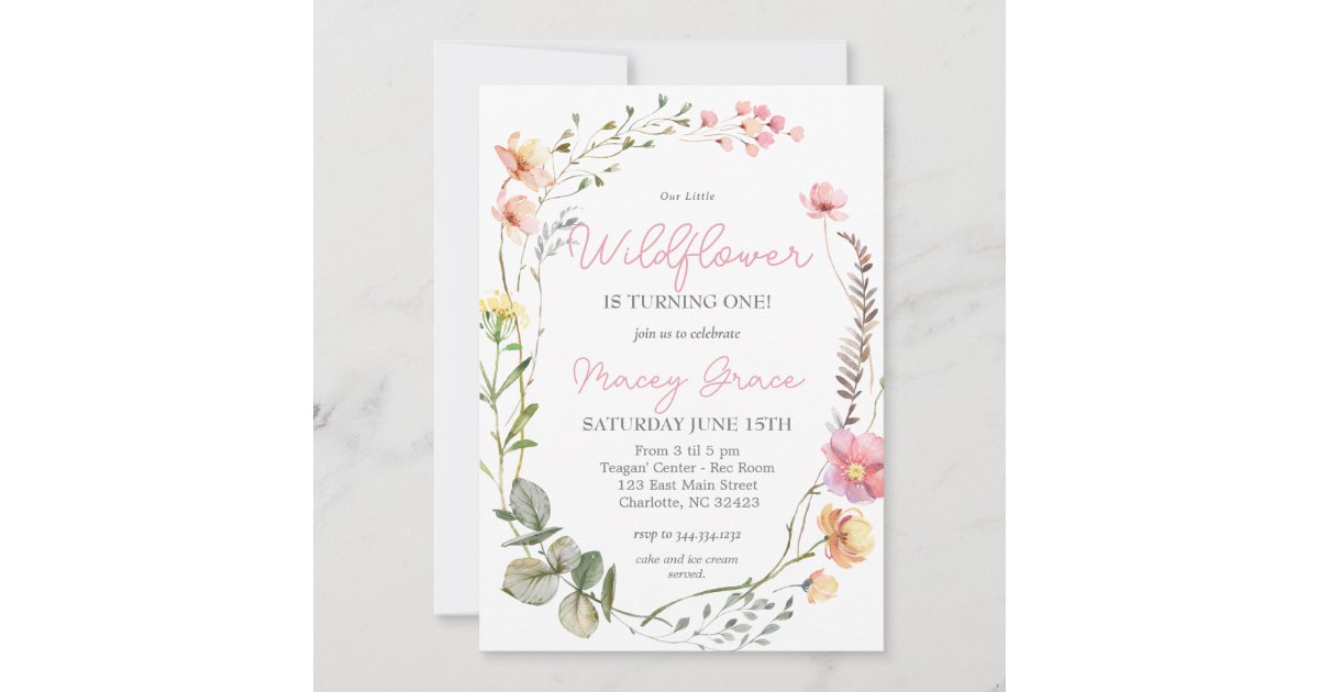 Wildflower Birthday invitation, Little Wildflower Invitation | Zazzle