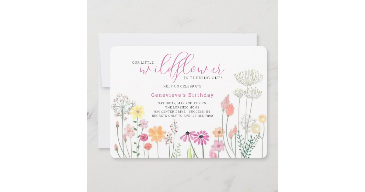 Wildflower Birthday Party Invitation | Zazzle