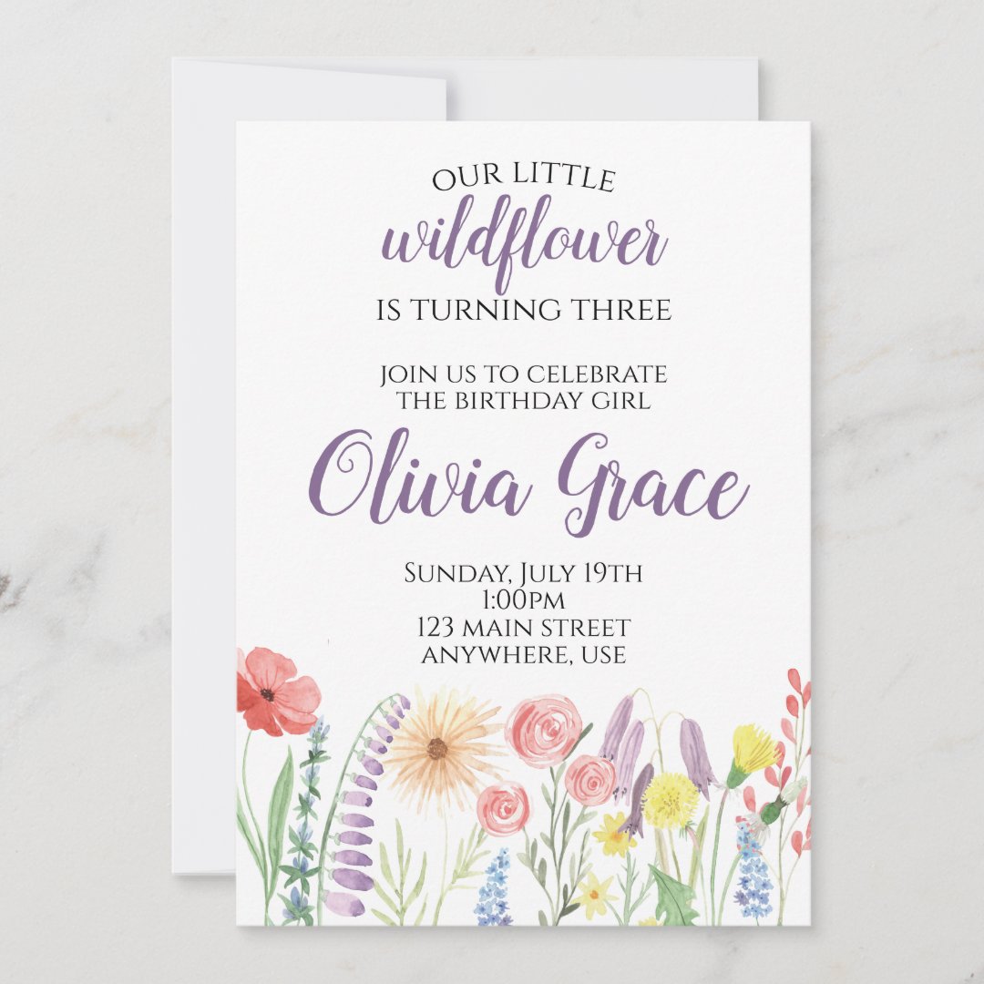 Wildflower birthday party Invitation | Zazzle