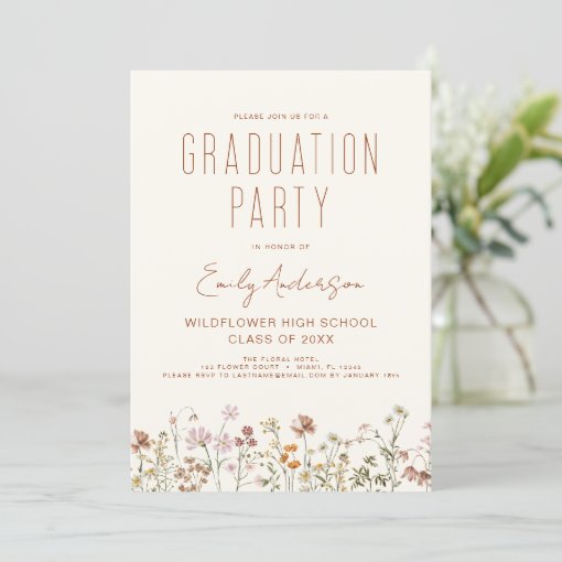Wildflower Bloom Graduation Party Boho Invitation | Zazzle