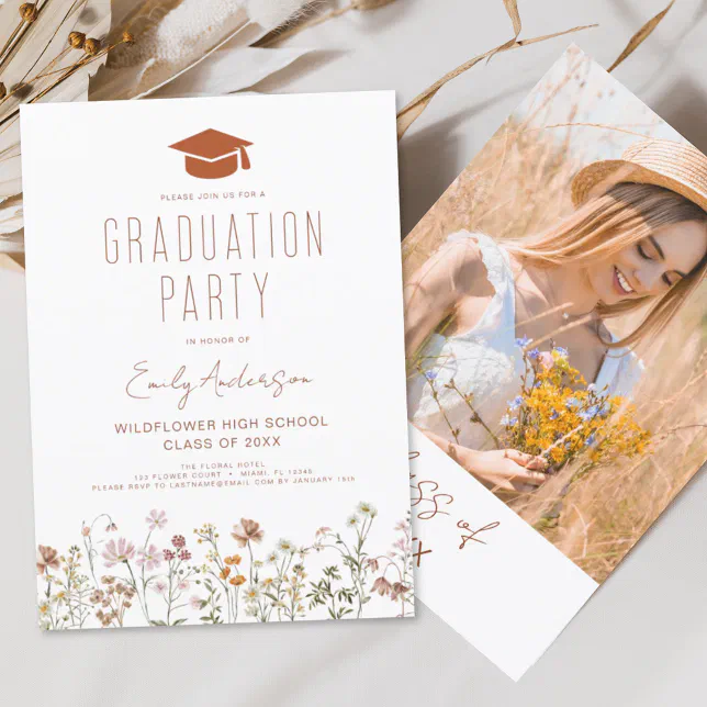 Wildflower Bloom Graduation Party Boho Invitation | Zazzle