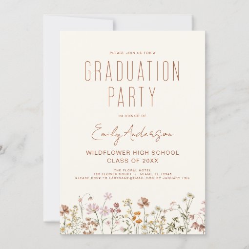 Wildflower Bloom Graduation Party Boho Invitation | Zazzle