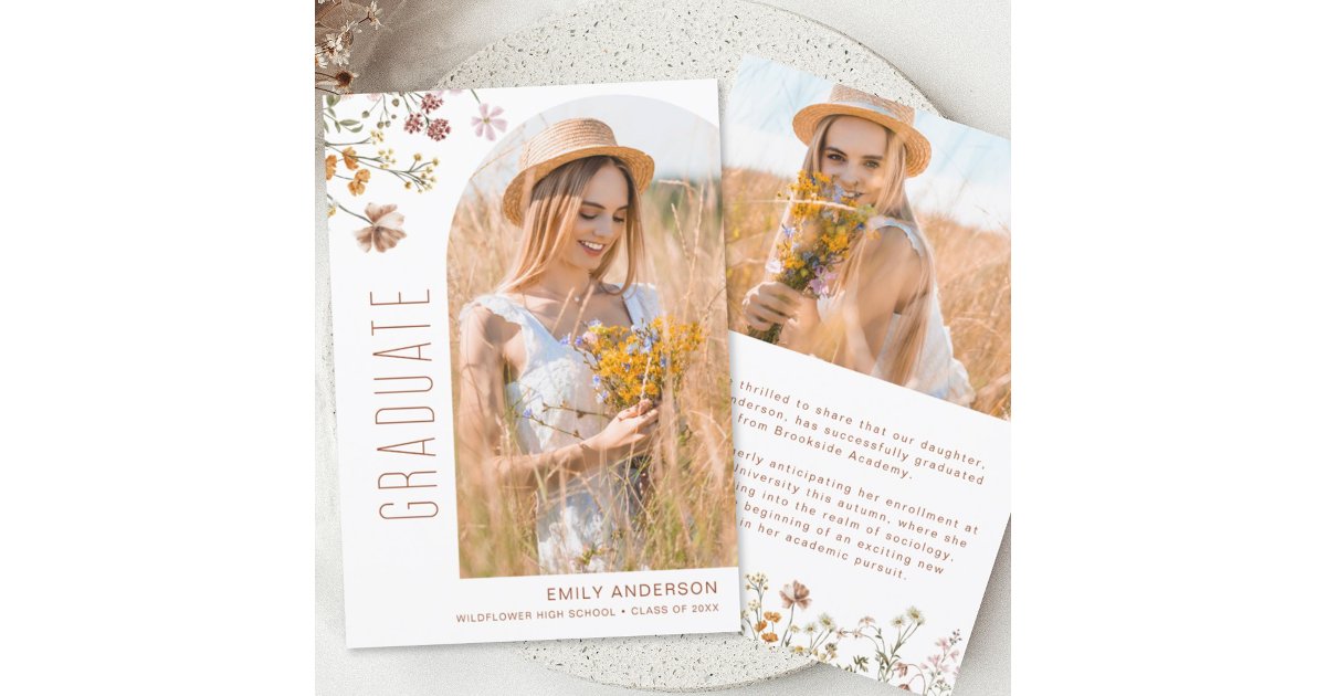 Wildflower Bloom Graduation Photo Announcement | Zazzle