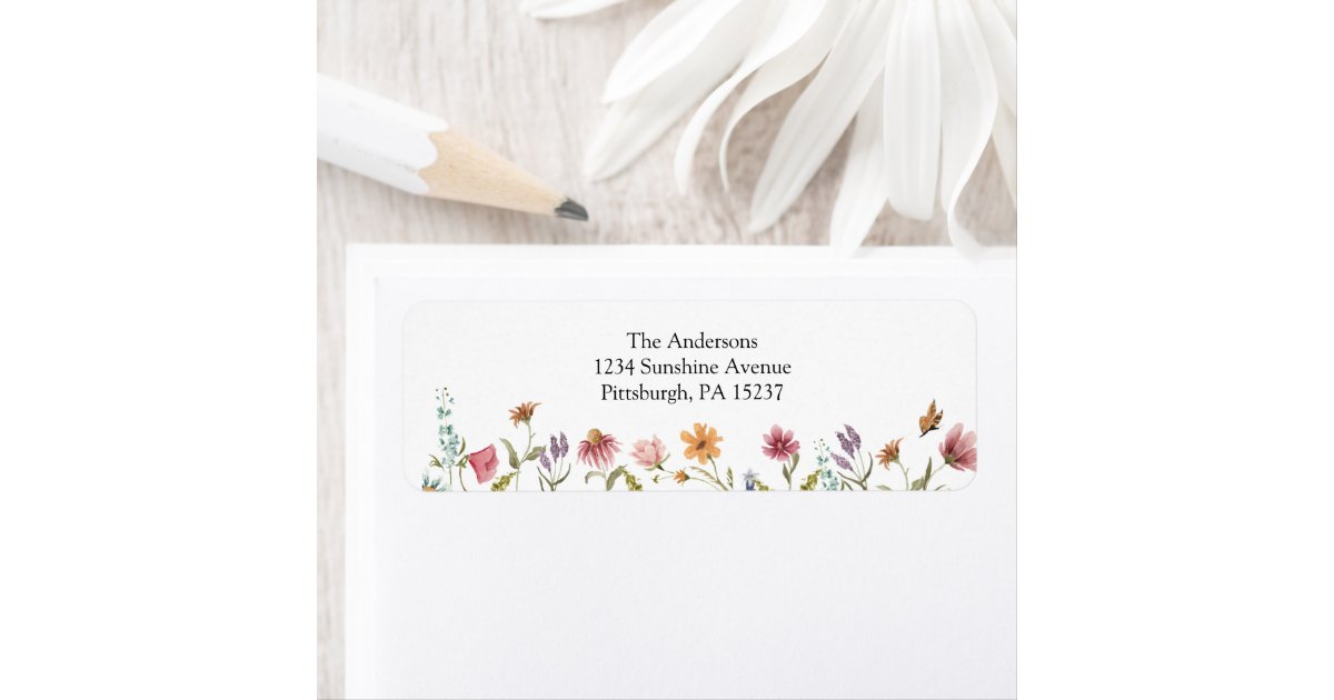Wildflower Bloom Return Address Label | Zazzle