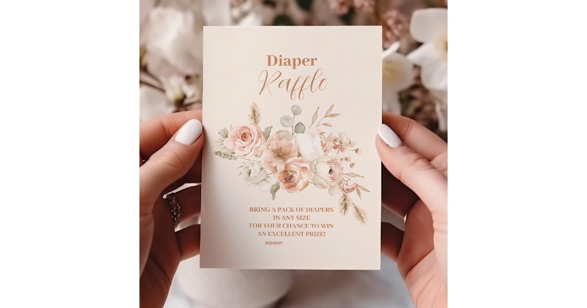 Wildflower Boho Baby Shower Raffle Diapper Enclosure Card | Zazzle