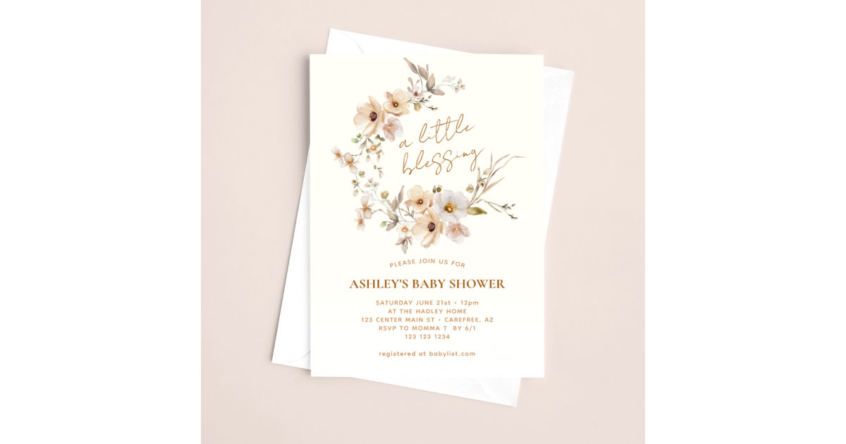 Wildflower Boho Blessings Baby Shower Invitation | Zazzle