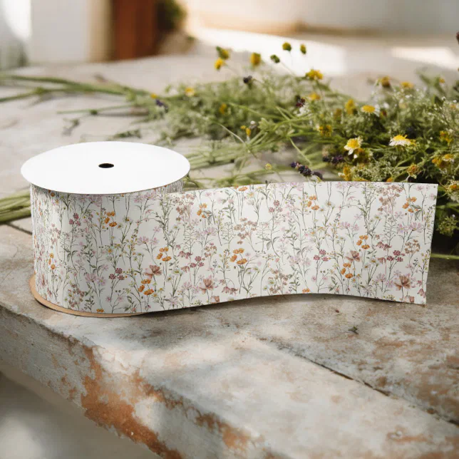 Wildflower Boho Bloom Garden Boho Satin Ribbon | Zazzle