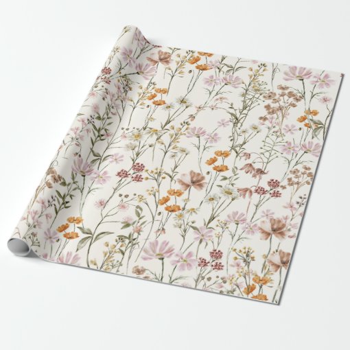 Wildflower Boho Bloom Garden Boho Wrapping Paper | Zazzle