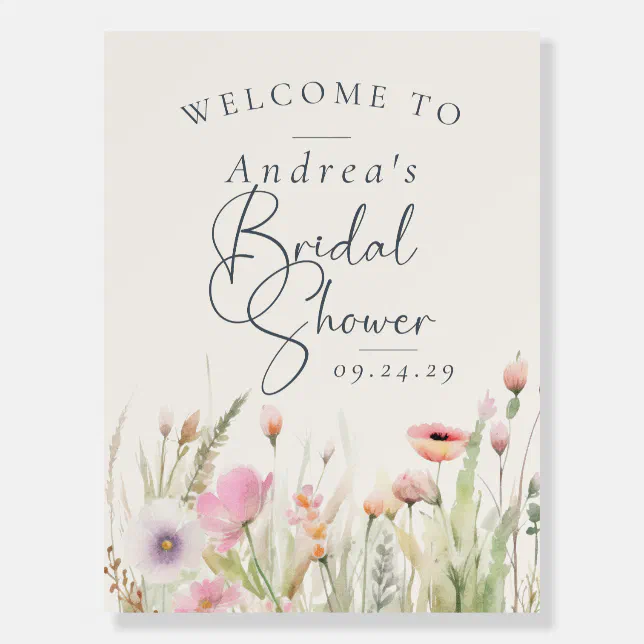Wildflower Boho Chic Bridal Shower Welcome Sign | Zazzle